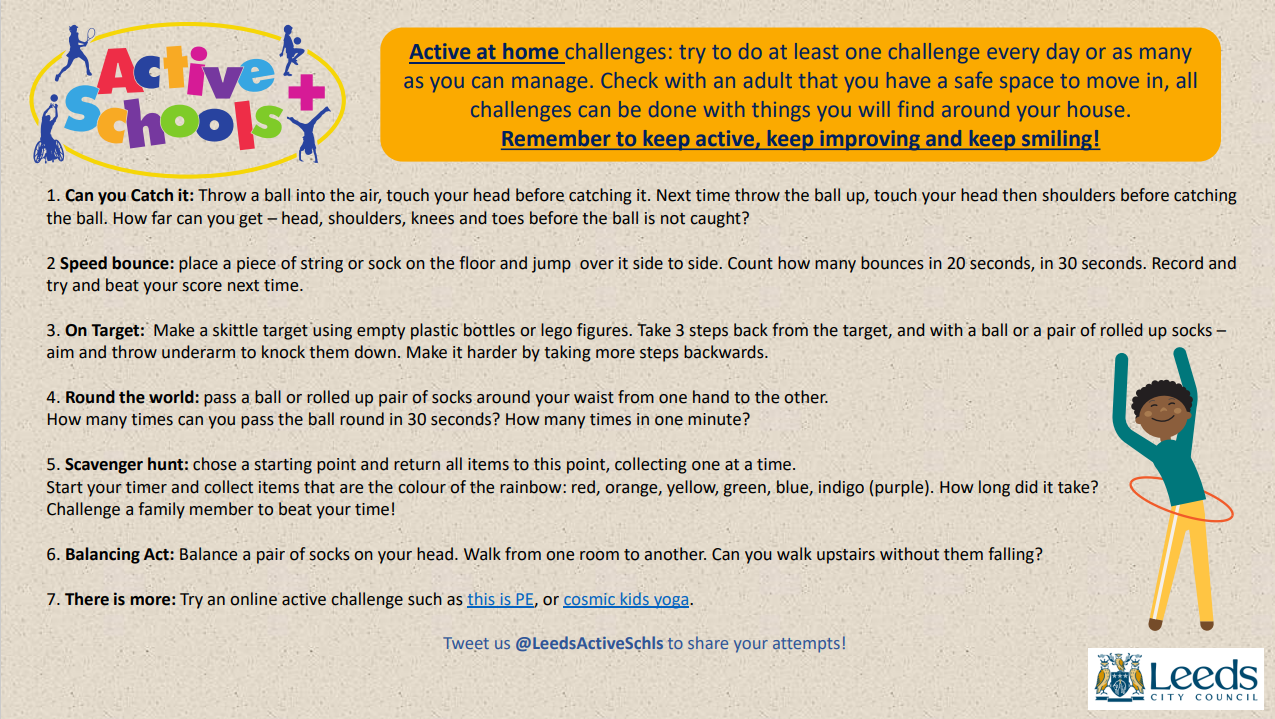 Be active challenge cards | School Wellbeing